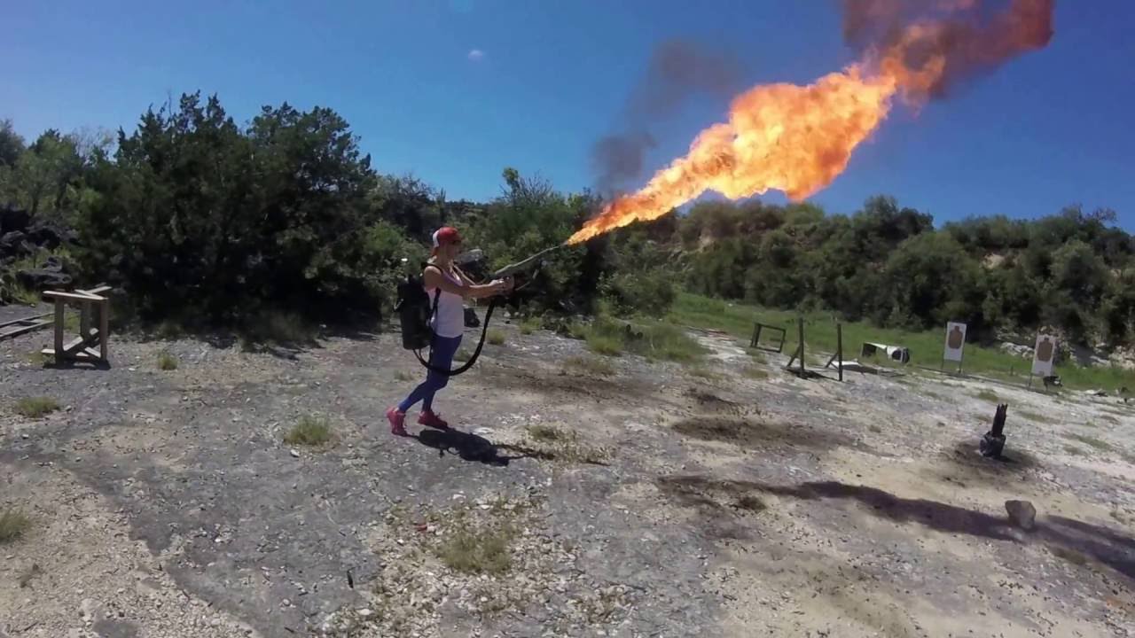 Girls and their toys - Flamethrowing like a boss - YouTube