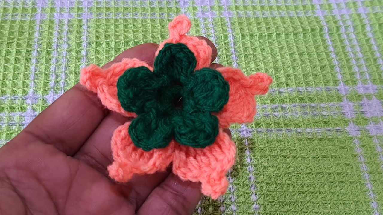 Crochet flower tutorial, woolen flower, Very Easy Crosia ke design ...