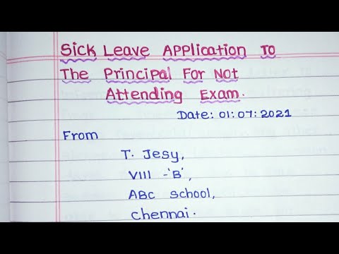 Sick leave application to the principal for not attending exam ll jsj ...
