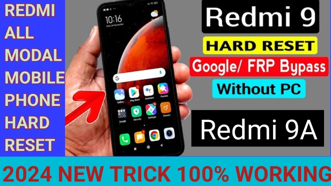 Redmi 9A hard reset full process||Redmi 9A google frp Bypass without pc ...