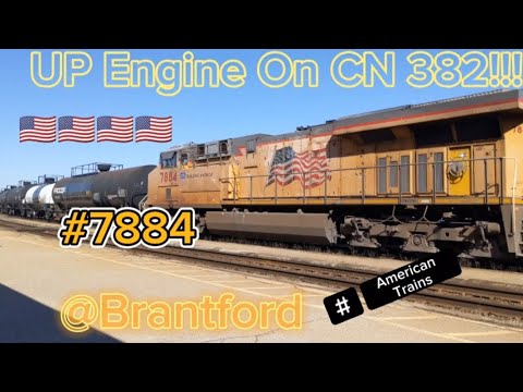 (Union Pacific!!!) CN - 382 | #3085 Leads UP #7884 Through Brantford # ...