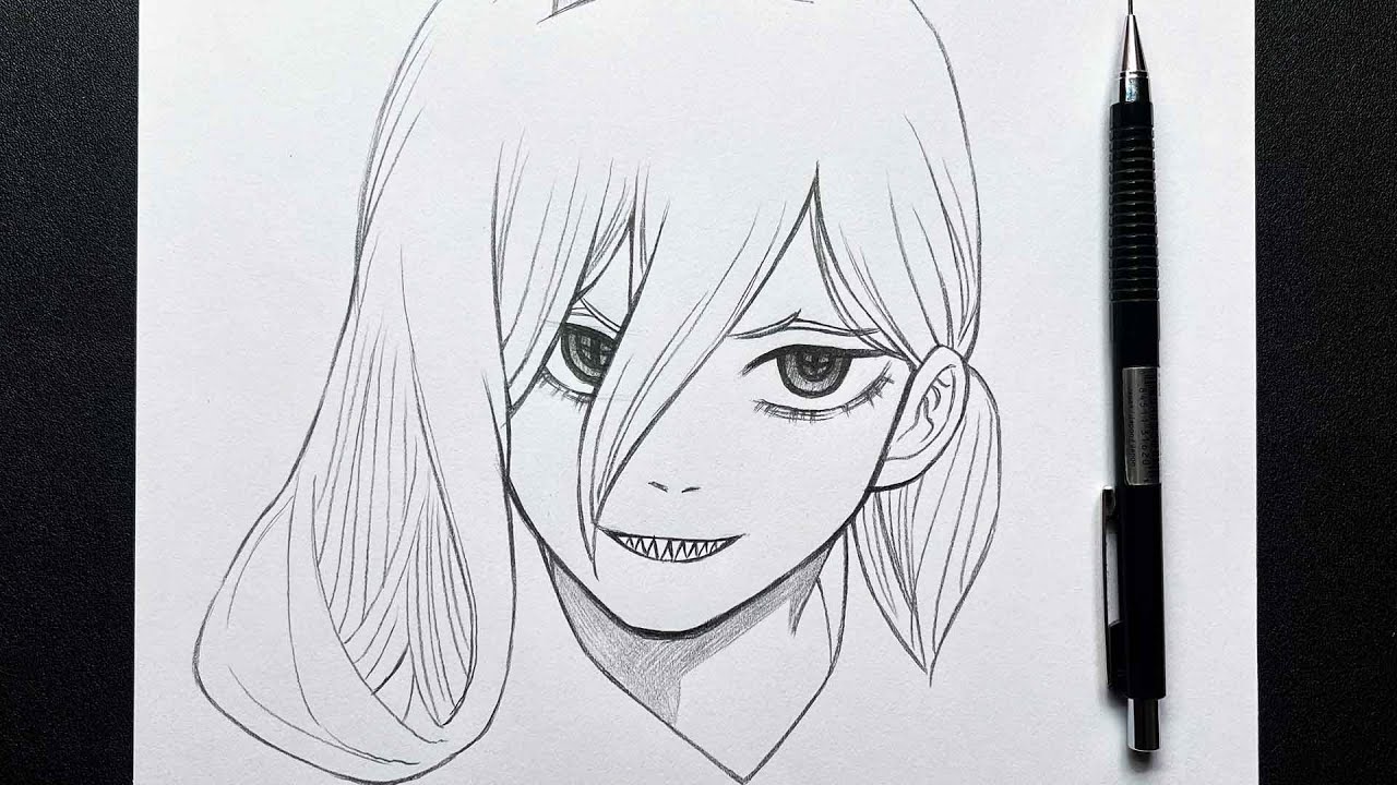 Anime sketch | how to draw Power step-by-step easy | drawing art - YouTube