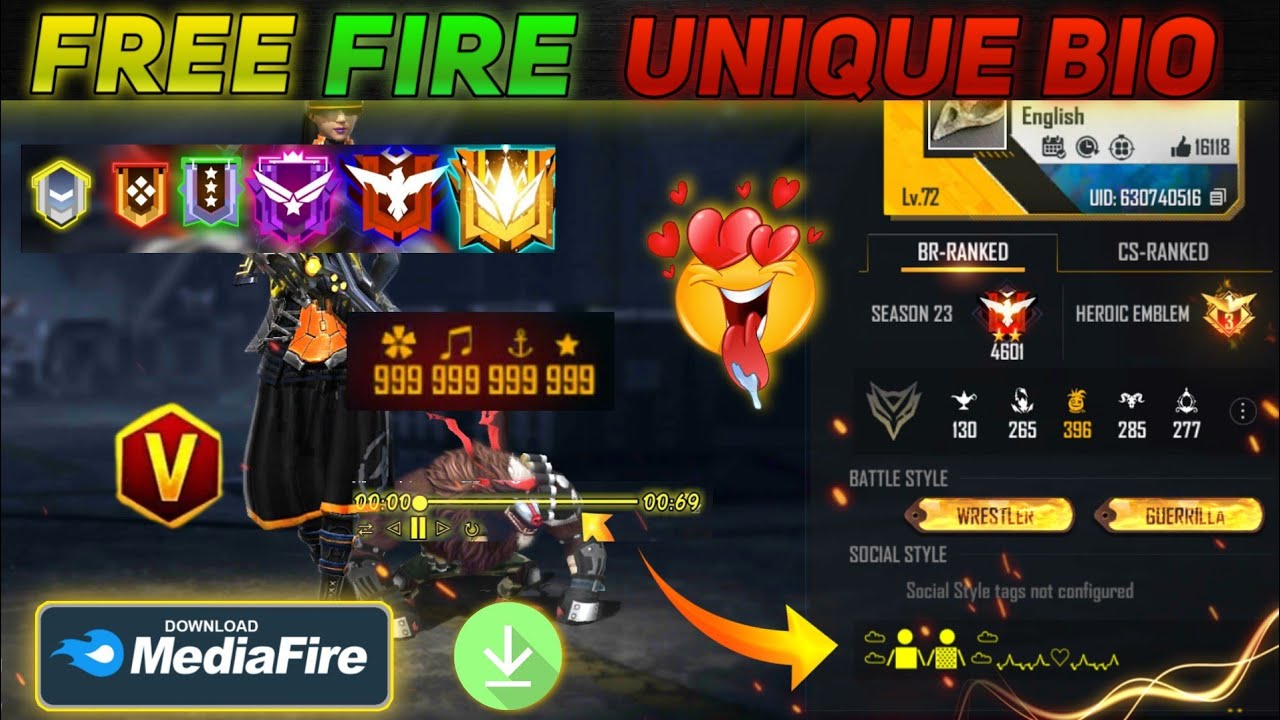 free fire bio unique symbol | free fire profile colourful text | free ...
