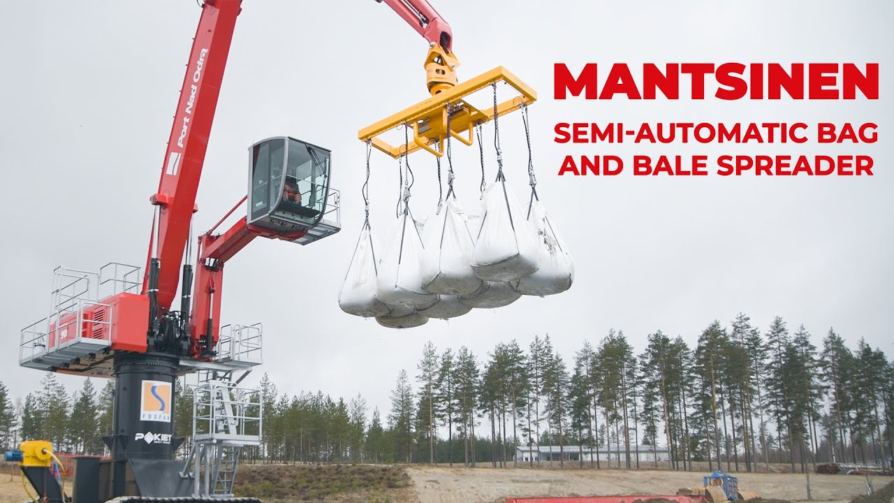 Semi-Automatic Mantsinen Bag and Bale Spreader 8x1200 kg - YouTube