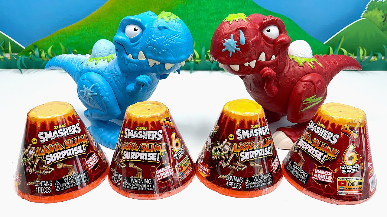 Dinosaur Bone In Lava Slime Surprise | T-Rex Triceratops Stegosaurus 공룡 ...