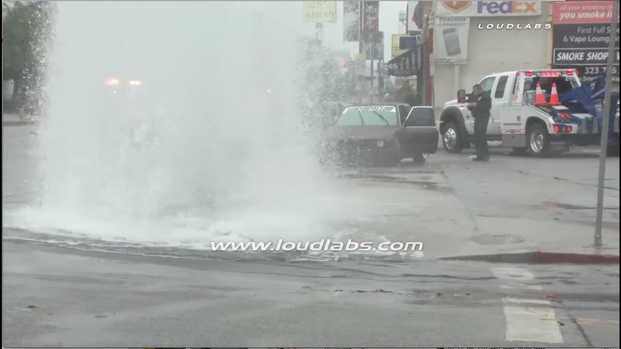 Thousands of Gallons of Water Spilling from Hit Hydrant / Fairfax ...