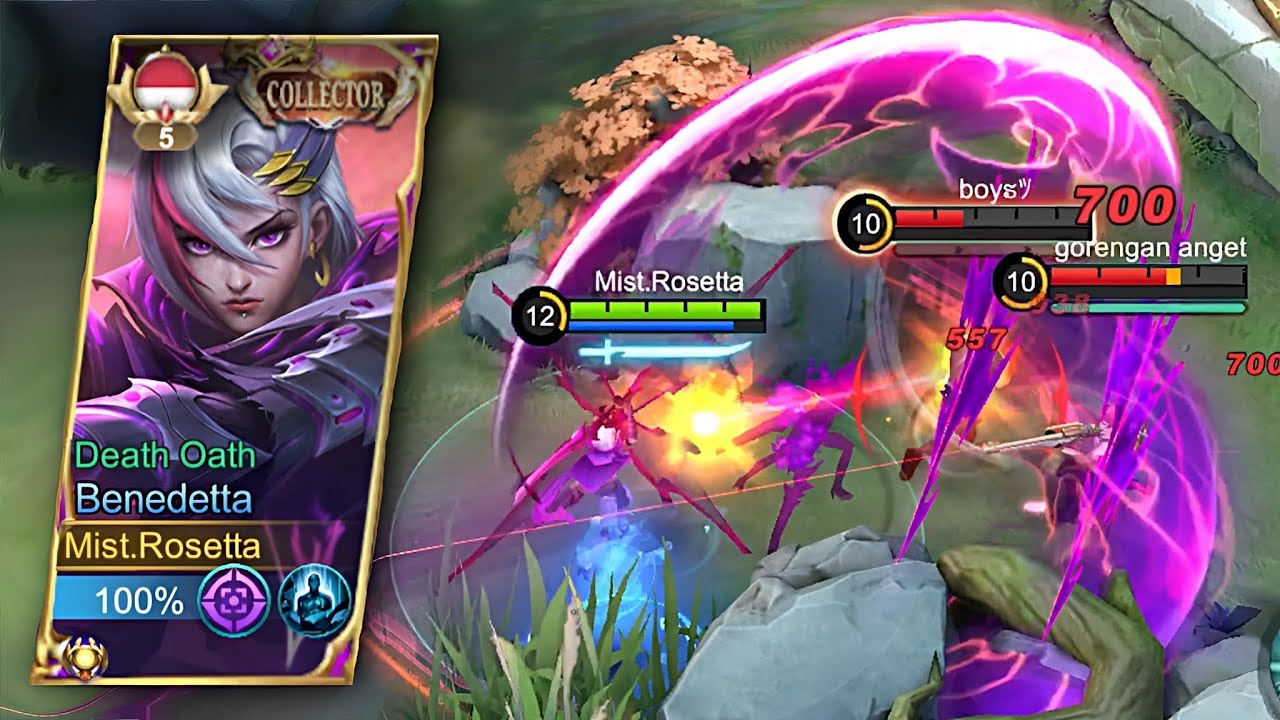BENEDETTA WITH EMBLEM HIGH AND DRY DAMAGE BRUTAL | MOBILE LEGENDS ...