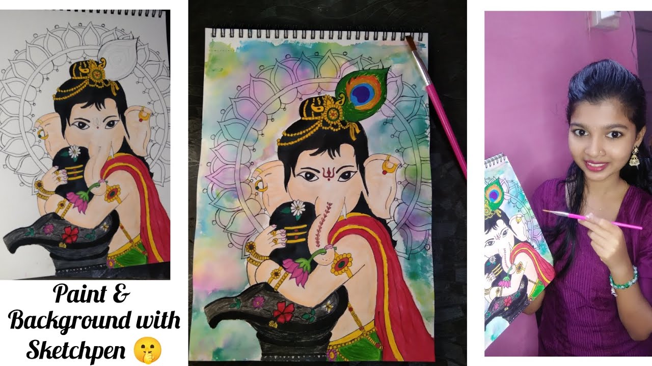 || part-2 || Bal ganesha with mahadev pind painting || very eazy ...