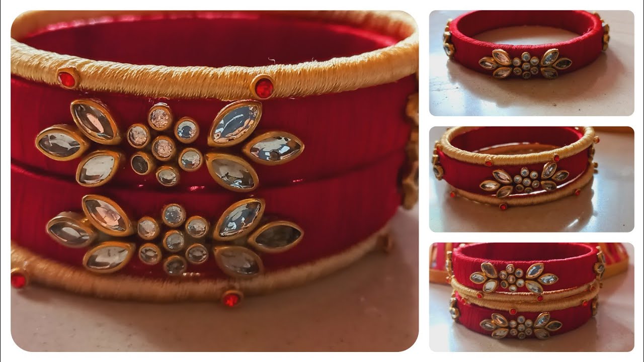 How to make silk thread bangles at home// Thread bangles - YouTube
