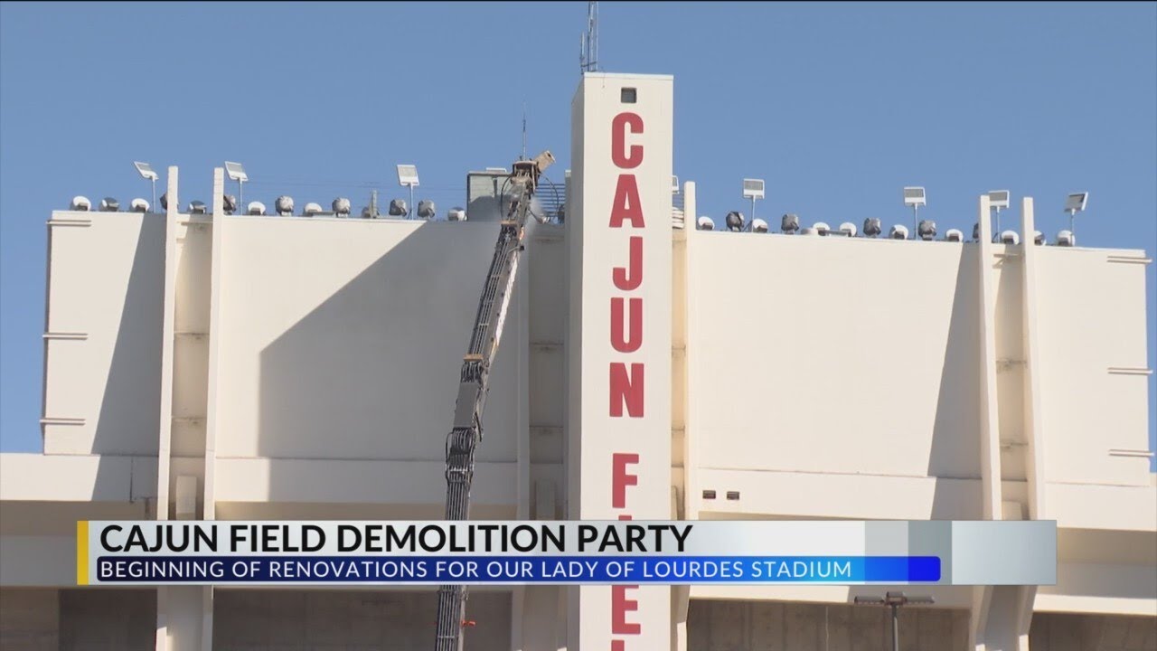 Demolition begins at Cajun Field - YouTube