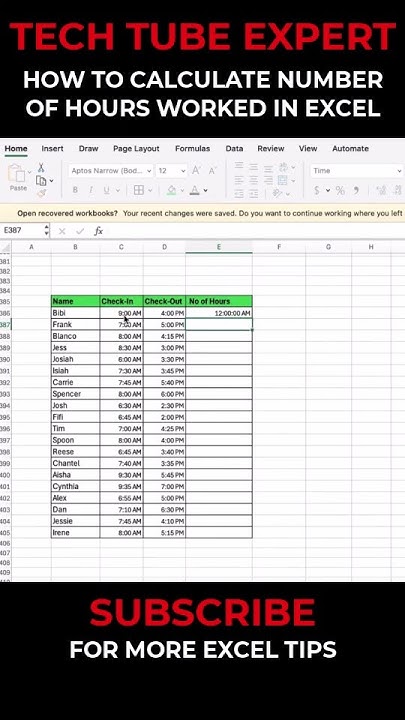 HOW TO CALCULATE NUMBER OF HOURS WORKED IN EXCEL #excel #microsoft # ...