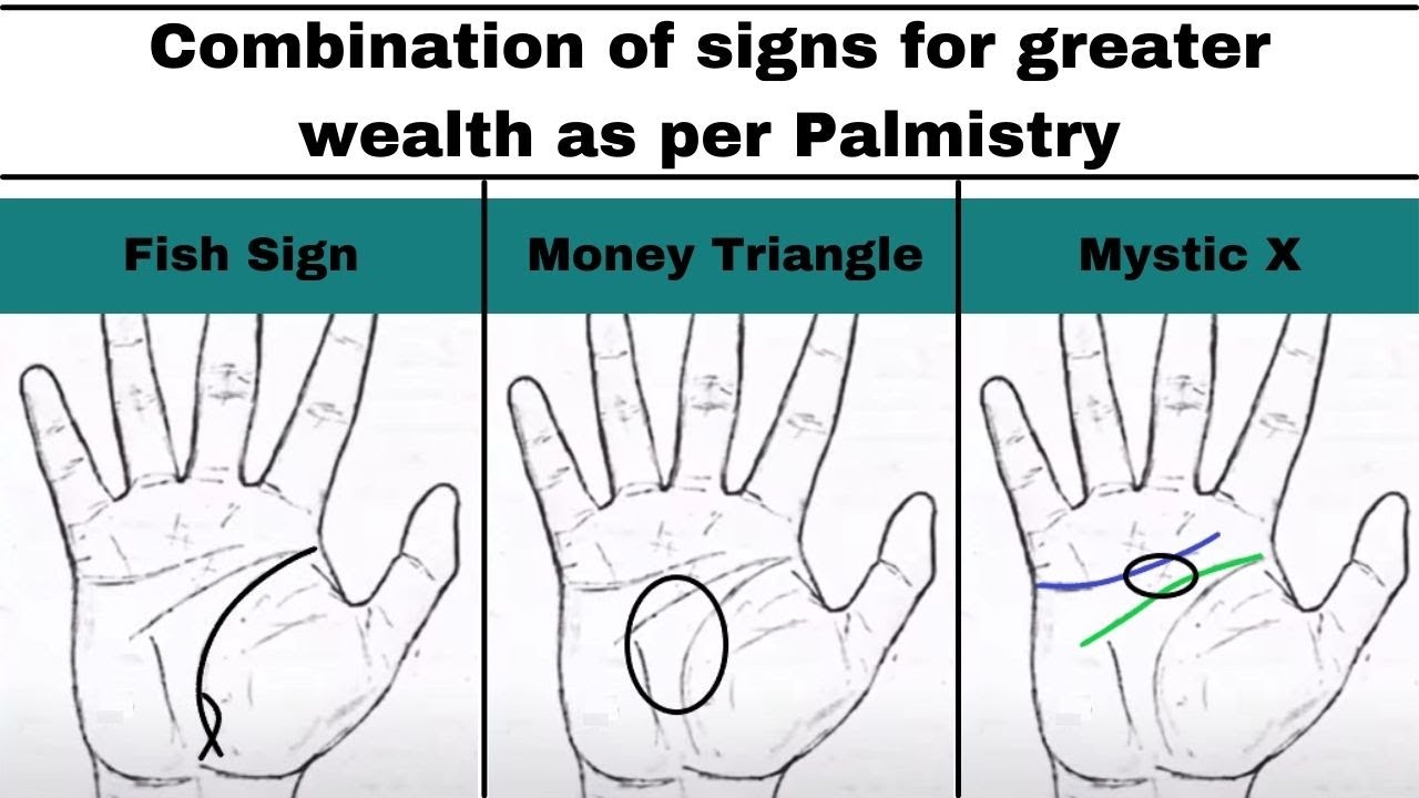 Combination of signs indicating greater wealth in your palm - YouTube