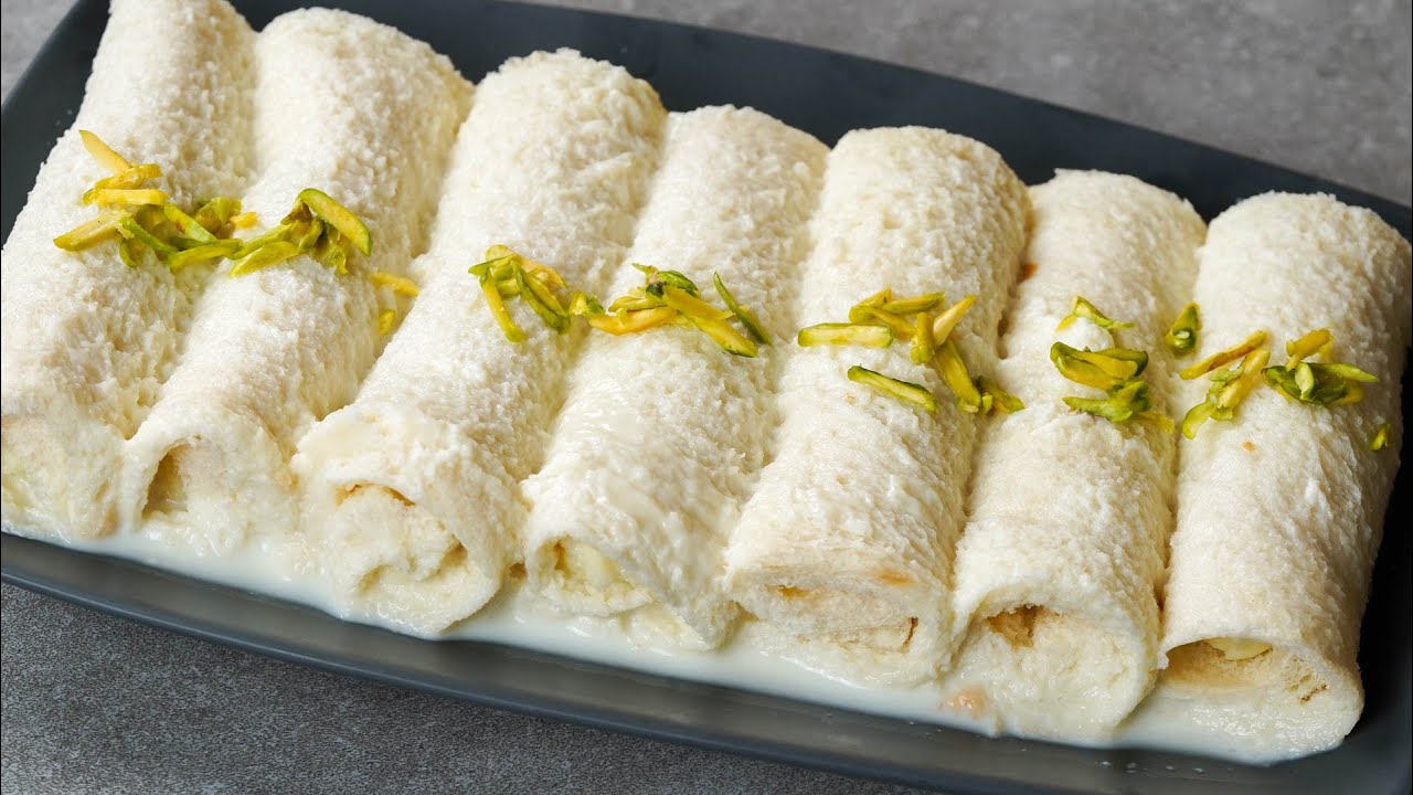 Bread Malai Roll Recipe | Bread Milk Malai Dessert | Soft, Juicy ...
