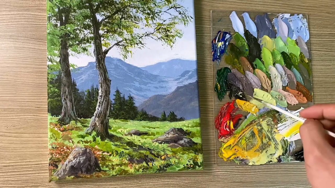 Daily Challenge #1 / Acrylic /How to draw landscapes with Acrylic - YouTube