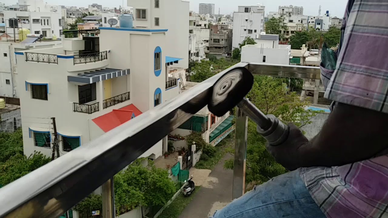 Buffing work on Stainless Steel railing. - YouTube