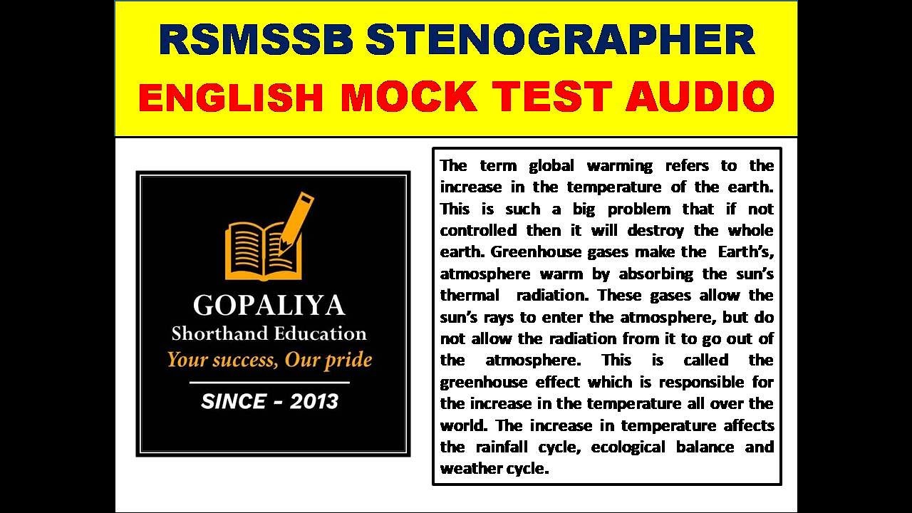 RSMSSB Stenographer Update : English Mock Test Audio 100 WPM ...