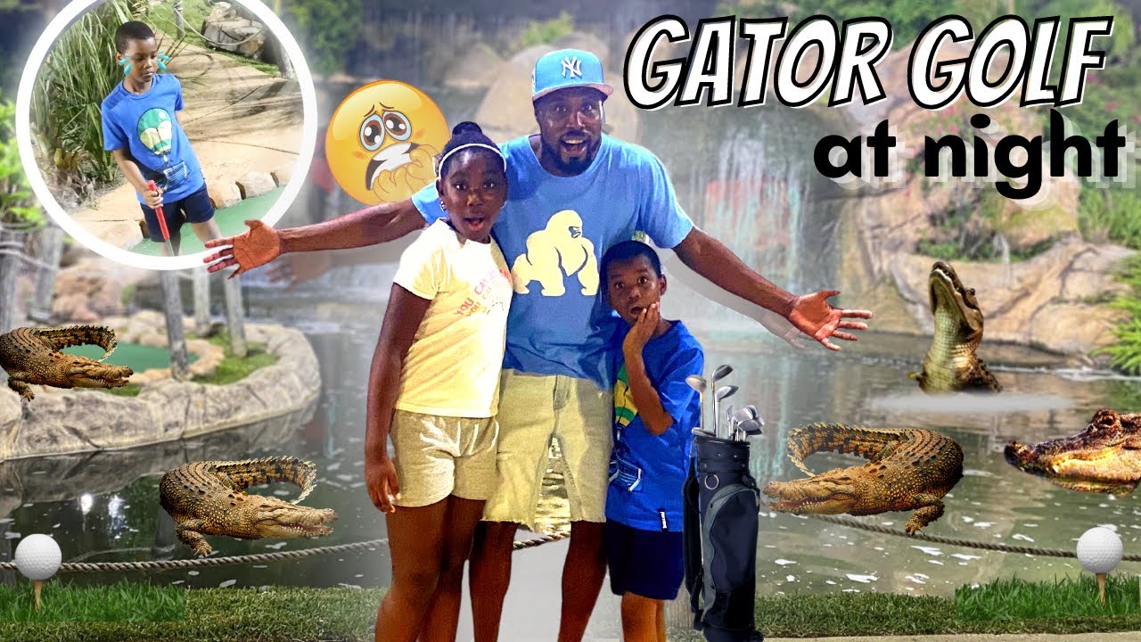MINI GOLF with ALLIGATORS AT NIGHT (International Drive Orlando) - YouTube