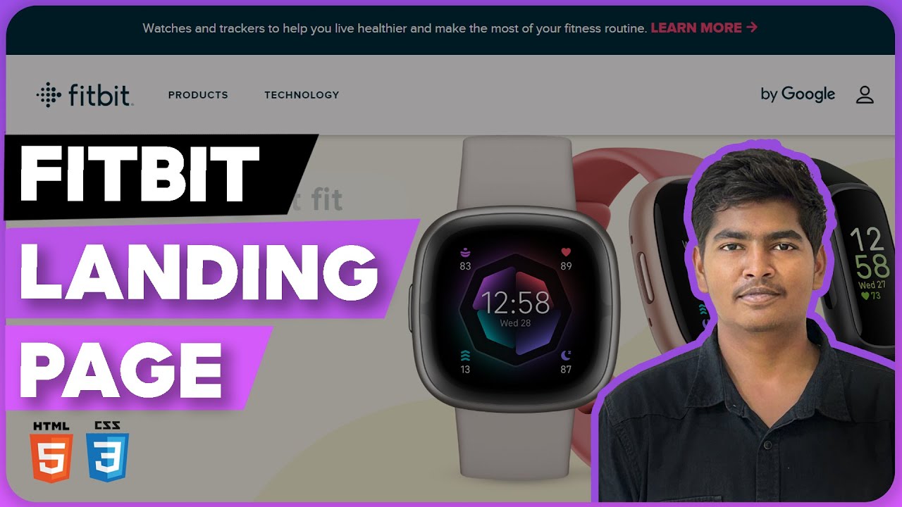 Fitbit Landing Page using HTML & CSS - YouTube