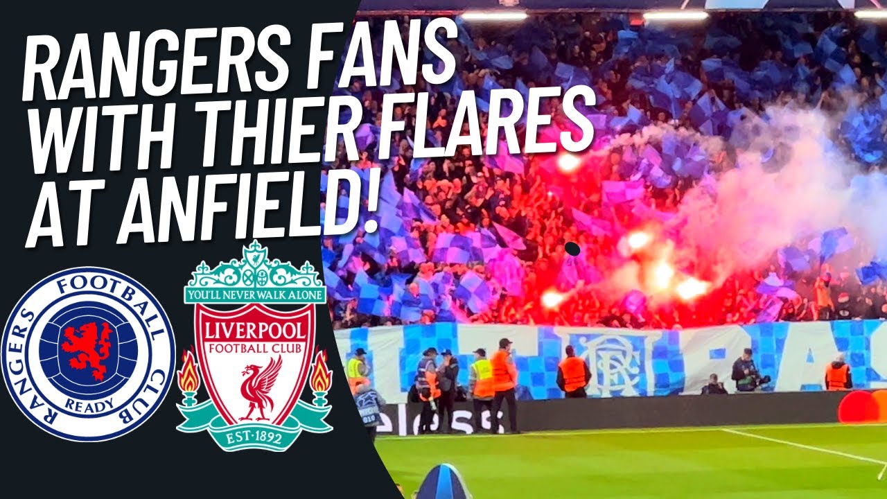 Rangers fans with Flares at Anfield. #Shorts #championsleague #Rangers ...