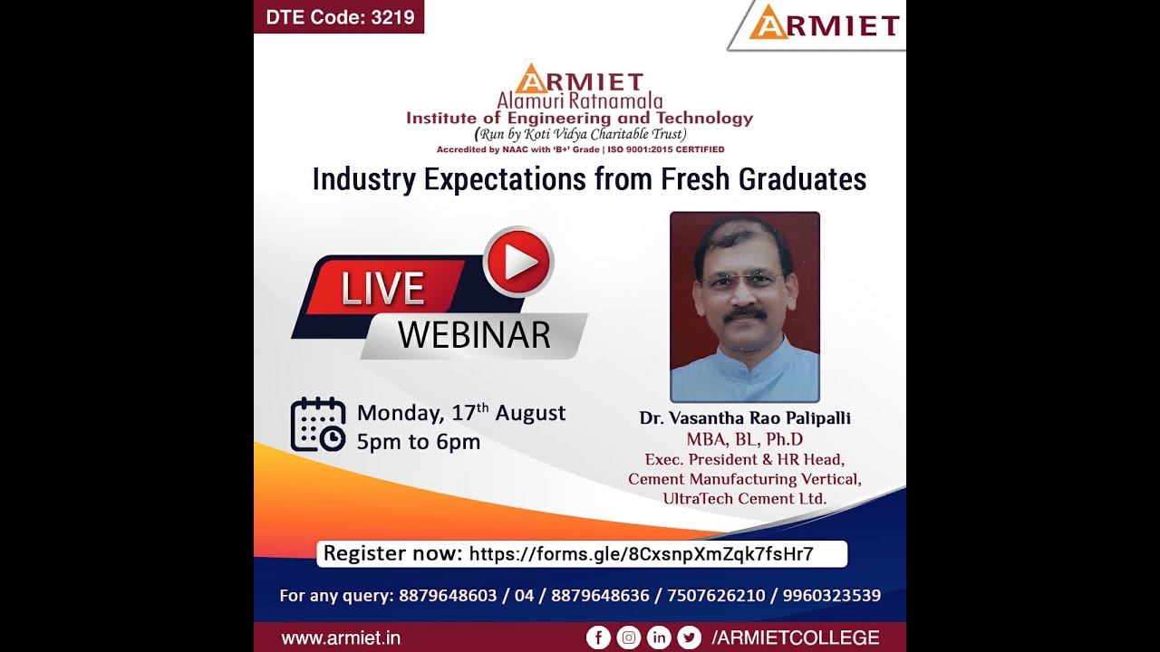 Industry Expectations from Fresh Graduates - Dr. Vasantha Rao - 17th ...
