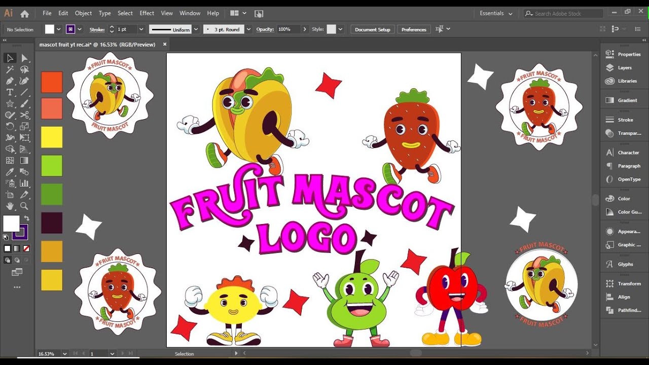 Fruit Mascot Logo in Illustrator Tutorial 🔥| Graphic Design | Mascot ...