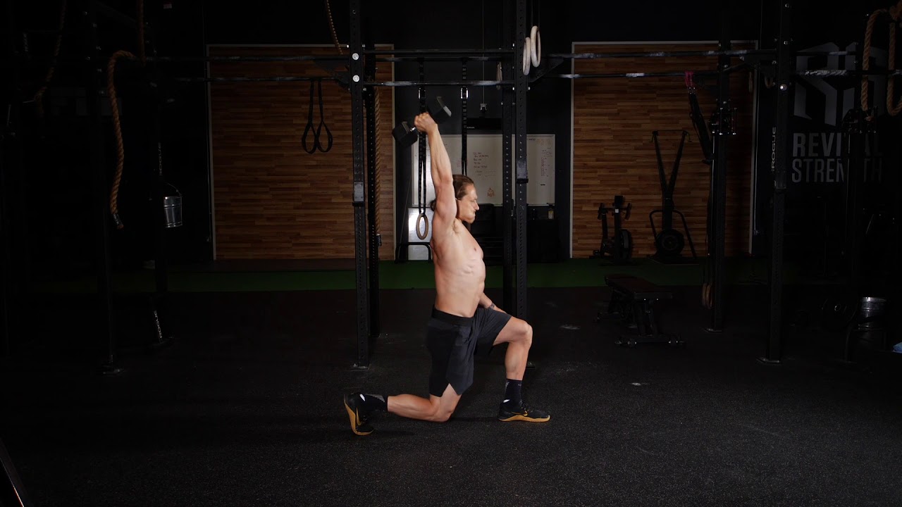 Single Arm Dumbbell Overhead Walking Lunge - YouTube