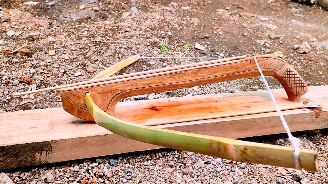 How to make crossbow at home easy | diy bamboo crossbow - wooden syb ...