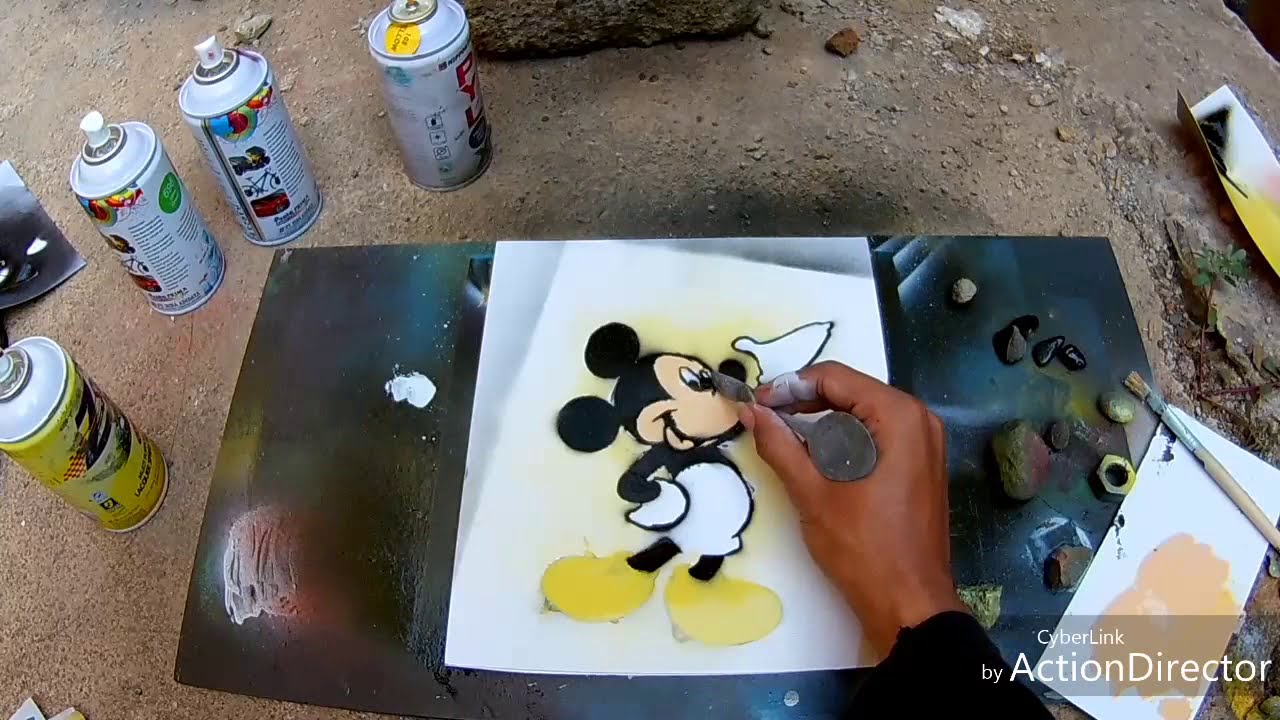 Spray paint ary mickey mouse By WARJUKI - YouTube