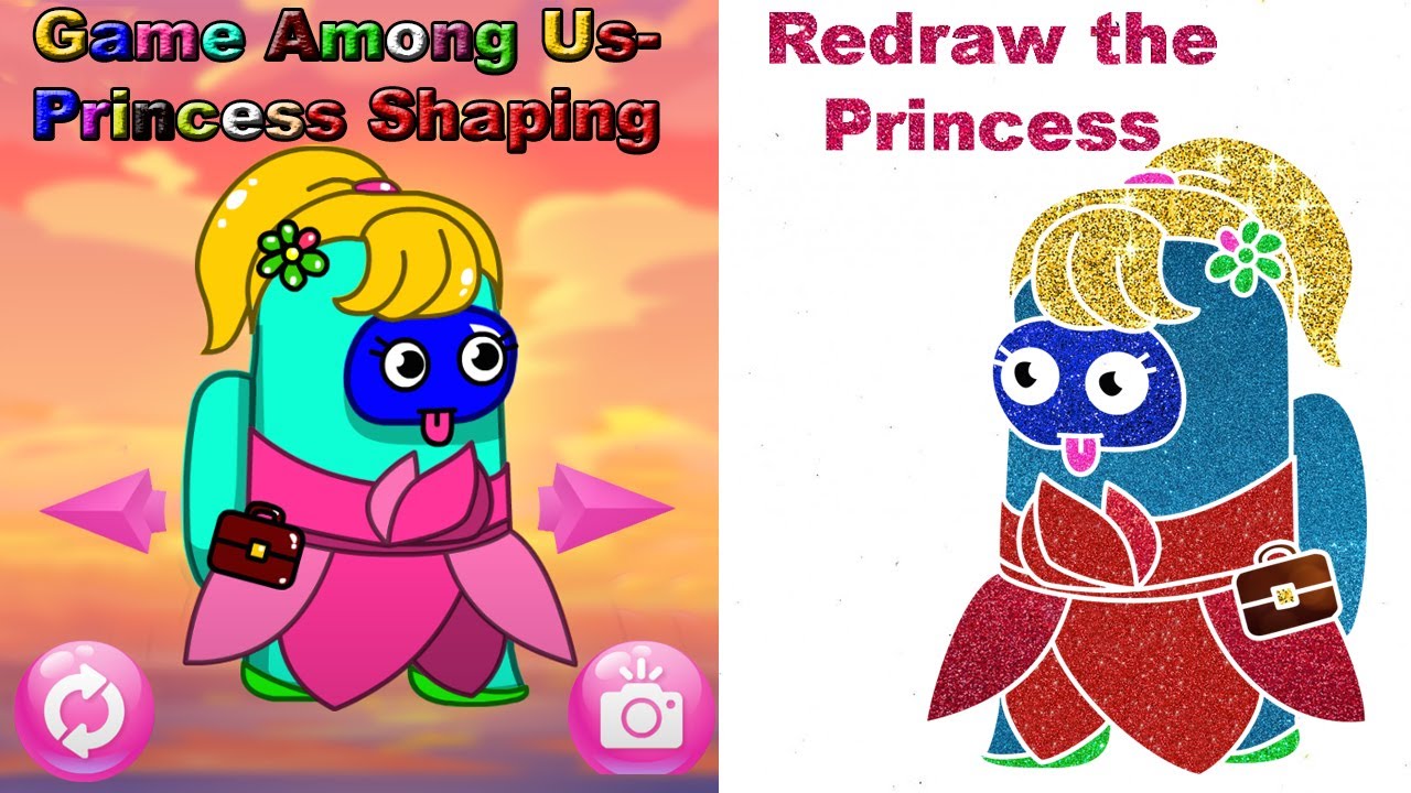 Among Us princess shaping , Redraw the princess color glitter | step by ...