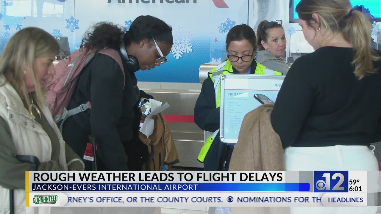 Rough weather leads to flight delays at JAN - YouTube