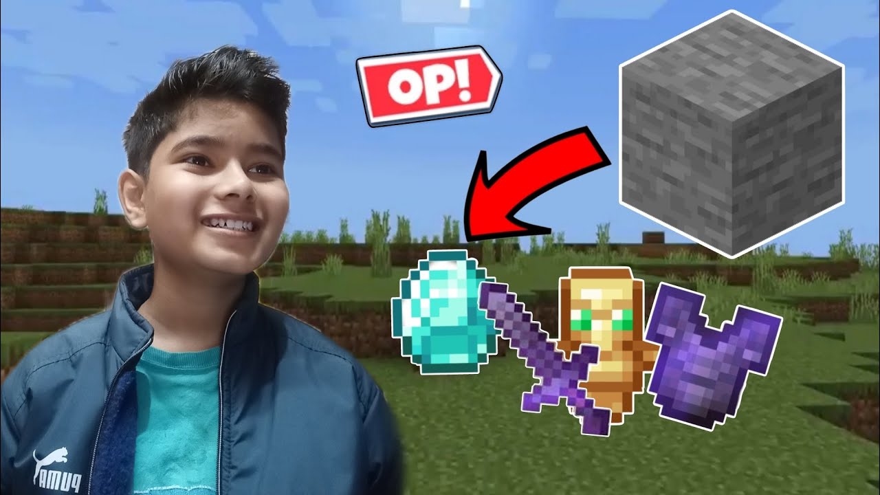 Minecraft But Stone Drops OP Items... - YouTube