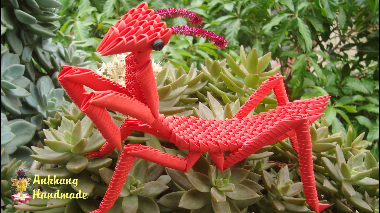 3D Origami Mantis Tutorial | DIY Paper Mantis Home Decorate Idea - YouTube