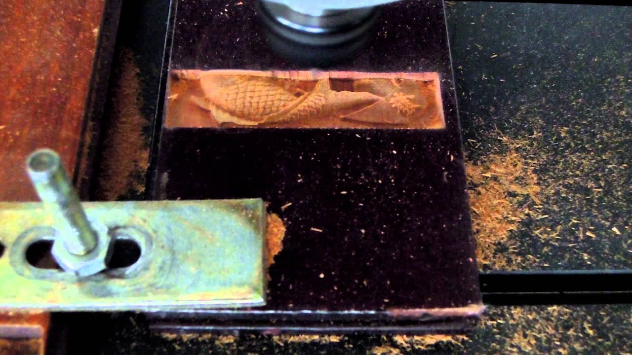 cnc router engraving on hard wood - YouTube