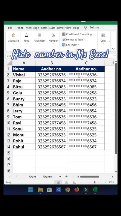 Hide numbers in Ms excel | #excel #shorts #exceltips #tricks #viral - YouTube