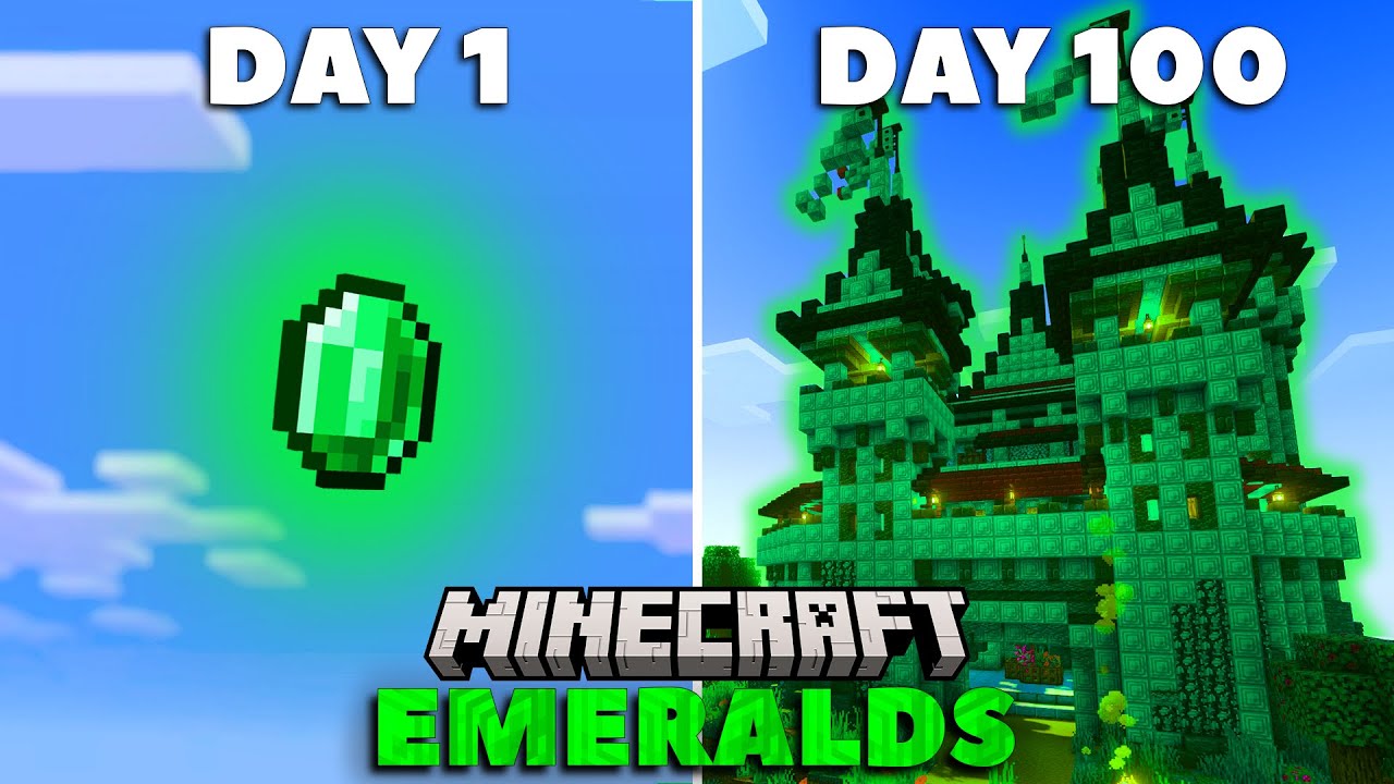 I Survived 100 Days on 1 Emerald in Hardcore Minecraft - YouTube