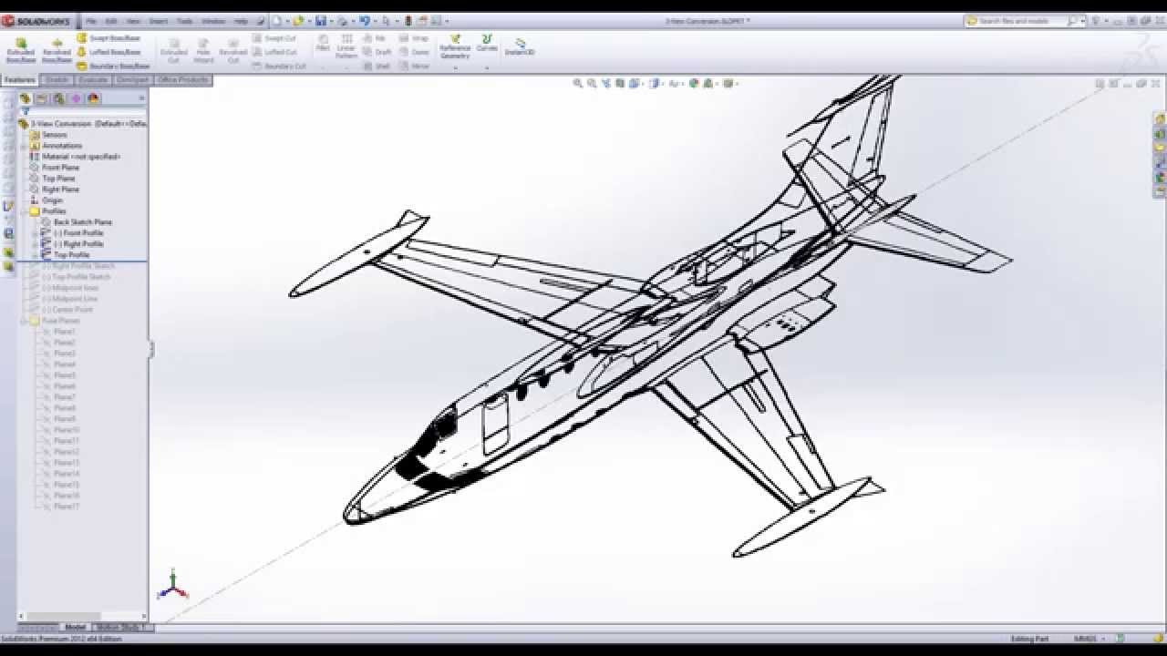Convert 3-View Fuselage in Solid Works - YouTube