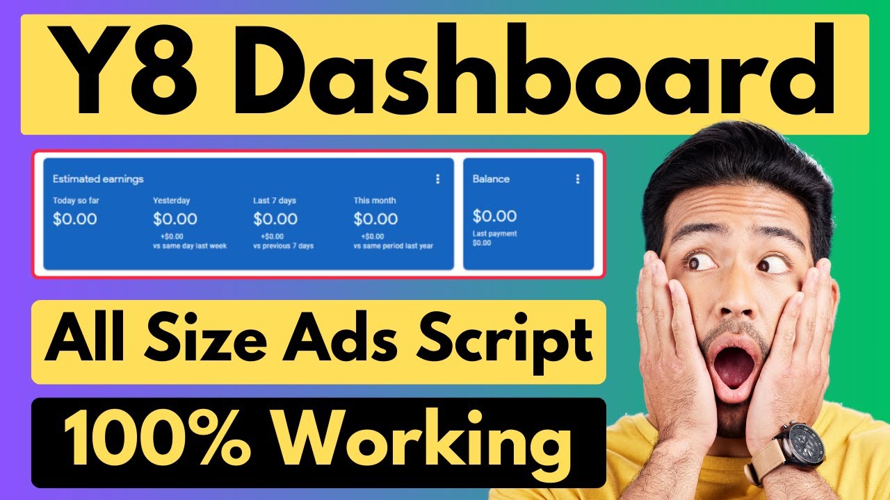 100% Working Y8 Website Active Dashboard All Size Google AdSense Ads ...