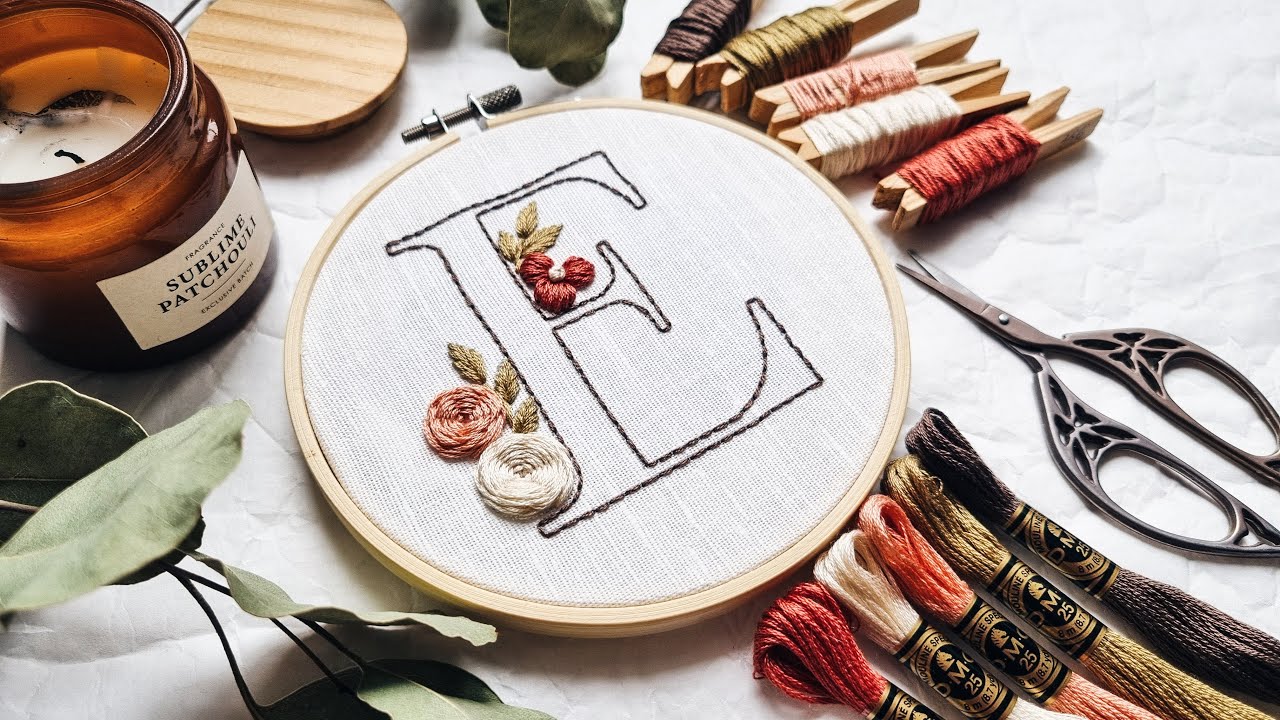 Letter E | Alphabet Embroidery pattern | Embroidery for beginners - YouTube