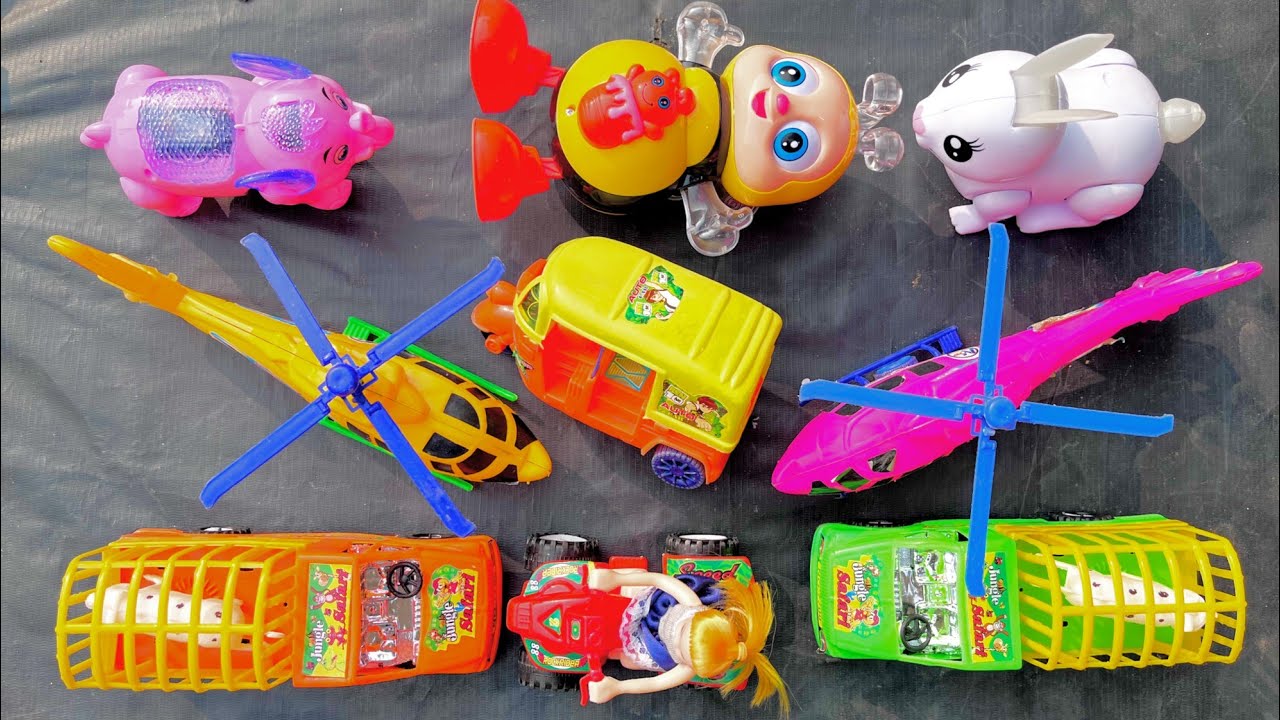 gadi wala cartoon | toy helicopter ka video | JCB & tractor & truck ...