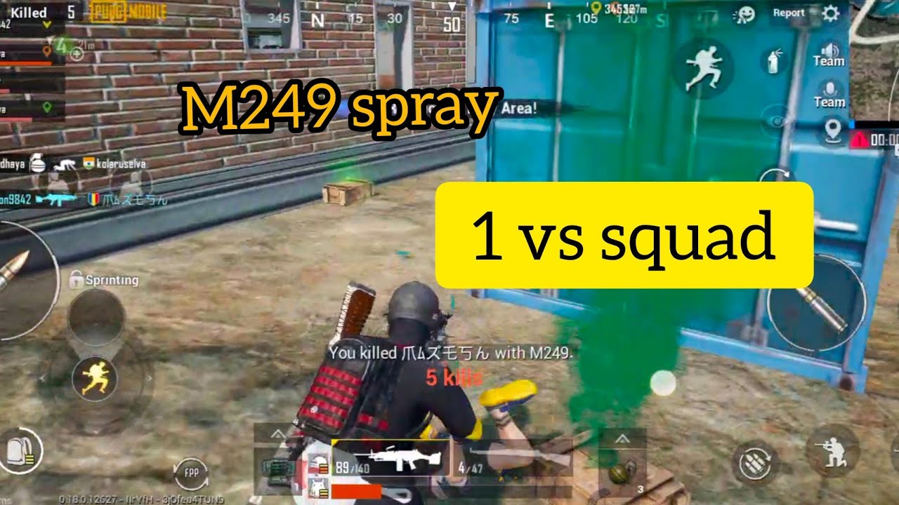 🔥PUBG MOBILE🔥 M249 SPRAY🔥1 vs 4⚡ - YouTube