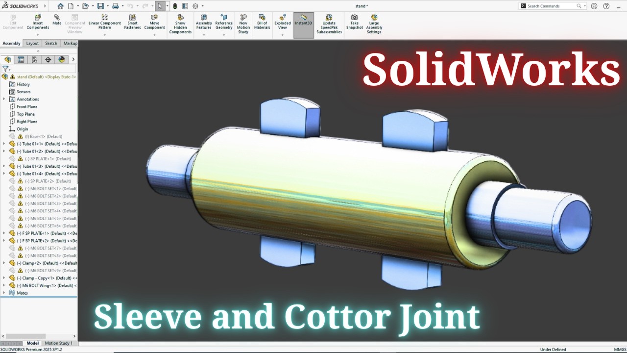 SolidWorks 2025 tutorials | Sleeve and Cotter Joint | SLEEVE Part ...