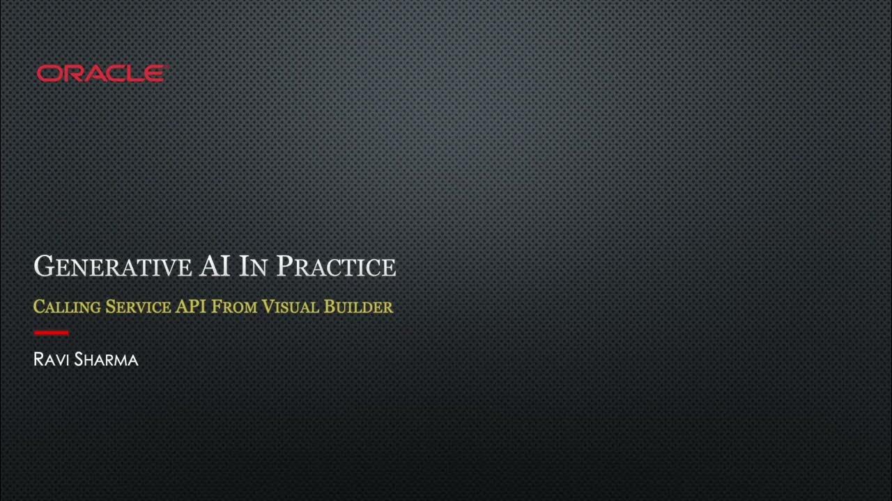 Calling Oracle Generative AI Service APIs From Visual Builder - YouTube