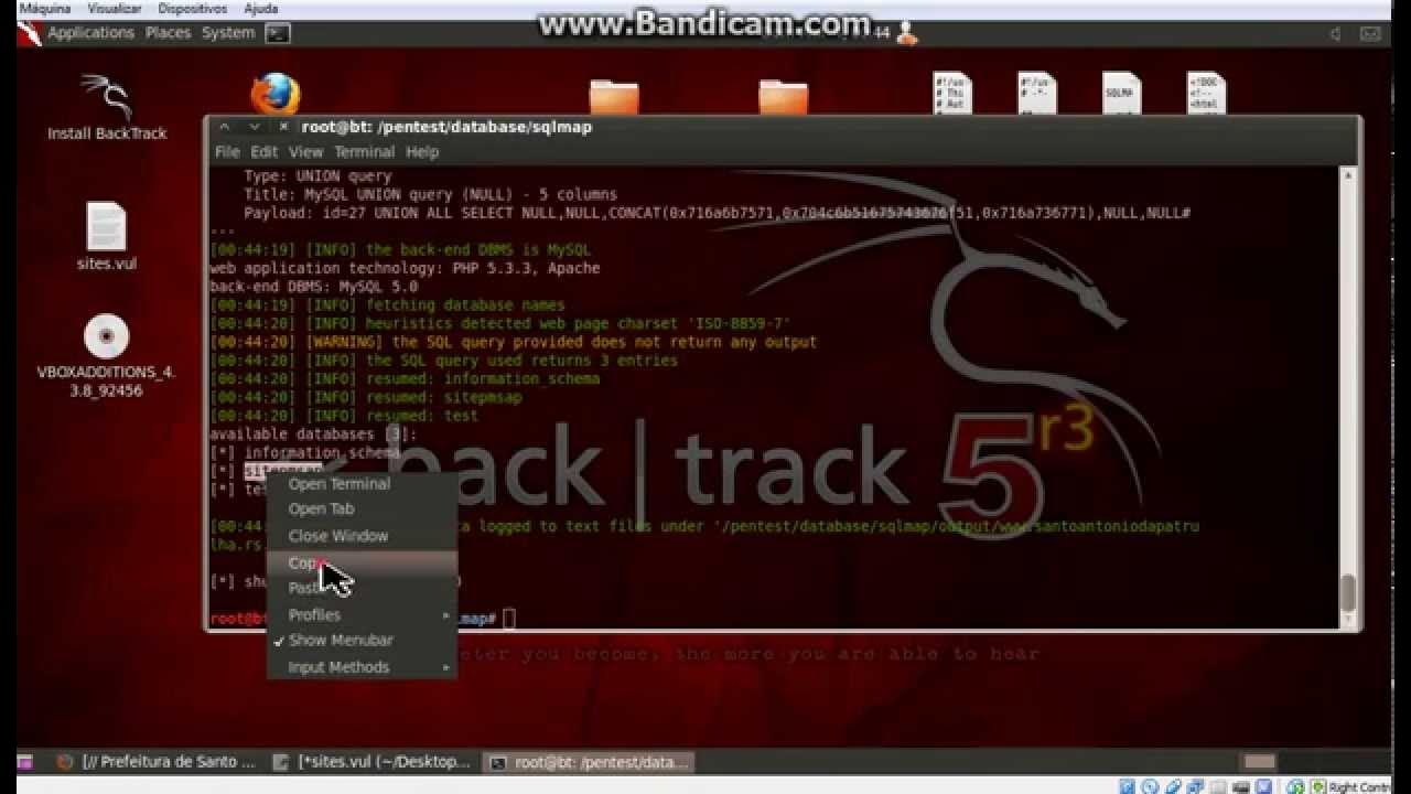 Como invadir um site com SQLMap Injection | Backtrack 5 ou Kali - YouTube
