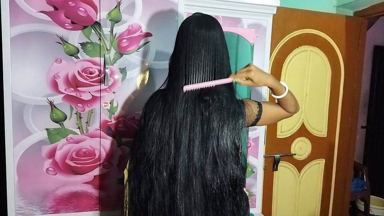 Gorgeous Black And Shine Long Hair Brushing | Beautiful Woman Hair ...