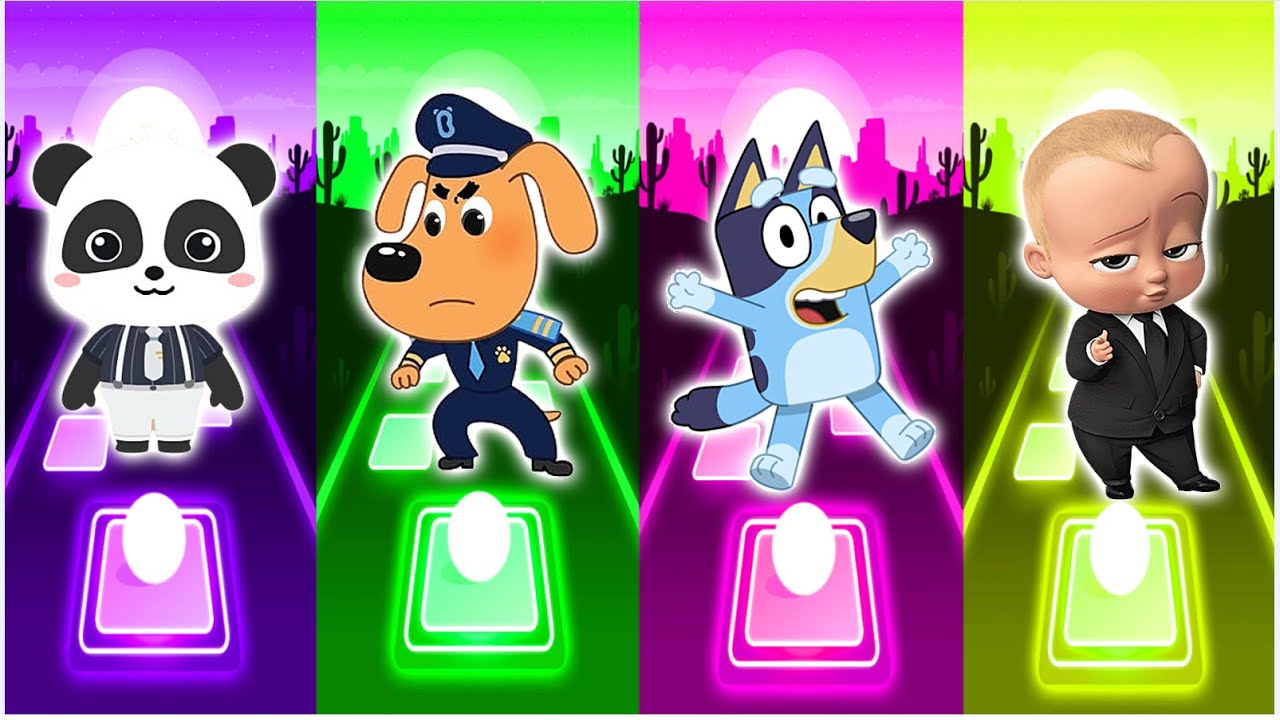 BabyBus vs Sheriff Labrador vs Bluey vs The Baby Boss-Tiles Hop - YouTube