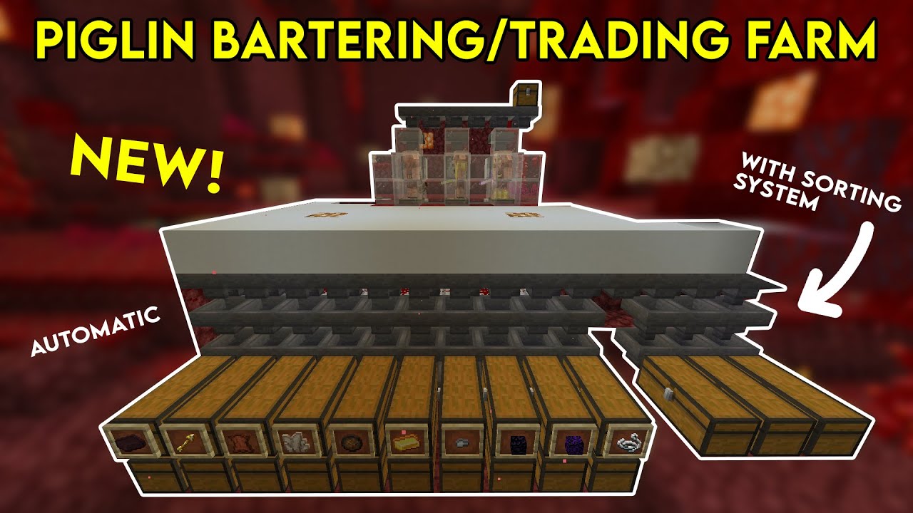 Simple Piglin Bartering/Trading Farm with Sorting System in Minecraft 1 ...