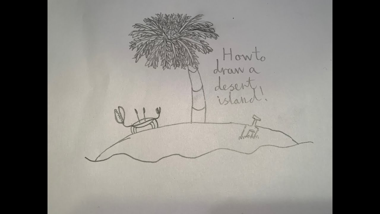 How to draw a Desert Island with crab and message bottle (scroll) - YouTube