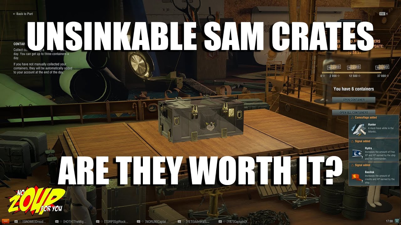 World of Warships Unsinkable Sam Containers - Catboxes - YouTube