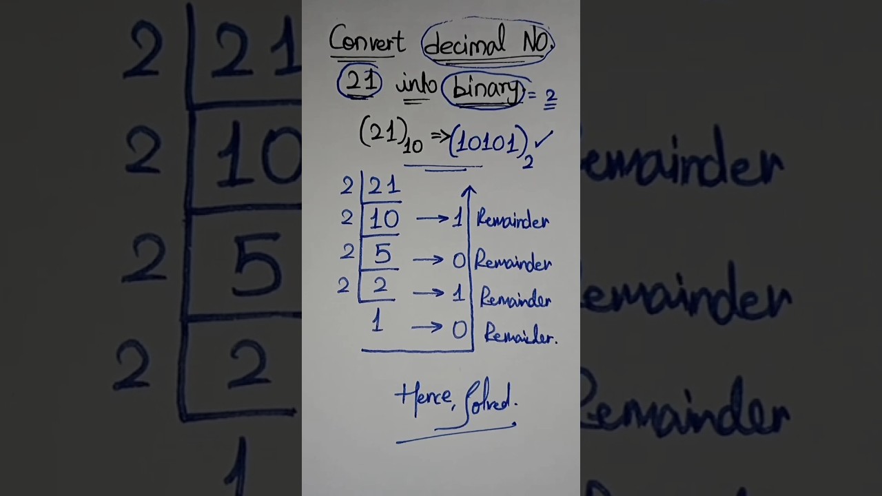 Decimal To Binary Conversions Shorts Youtube