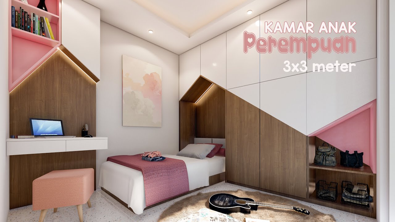 Desain Kamar Tidur Anak Perempuan 3X3 - YouTube